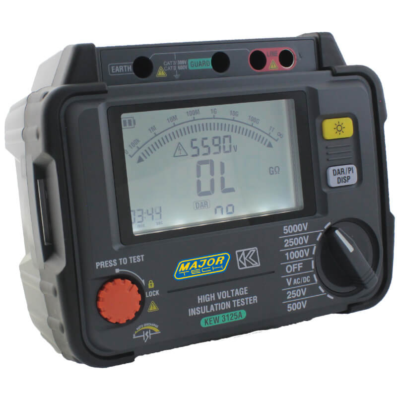 Major Tech K3125 500V to 5kV Digital Insulation Tester, Polarization Index