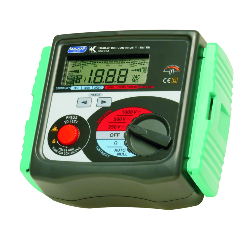 Major Tech K3005 250/500/1000V Digital Insulation Tester, IP54 Casing