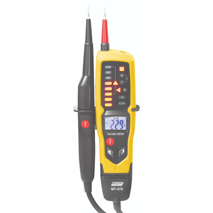 Major Tech MT478 LCD/LED Voltage Tester, 1000A AC/DC, CATIV, 600V